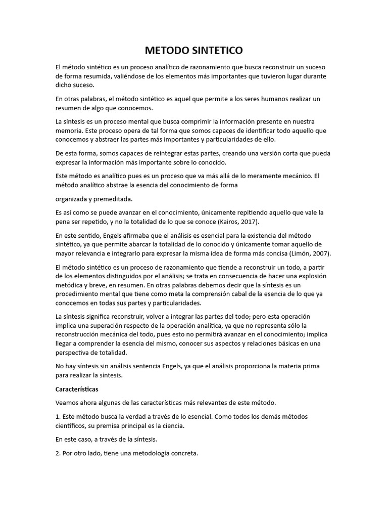 Metodo Sintetico | PDF | Método científico | Conocimiento
