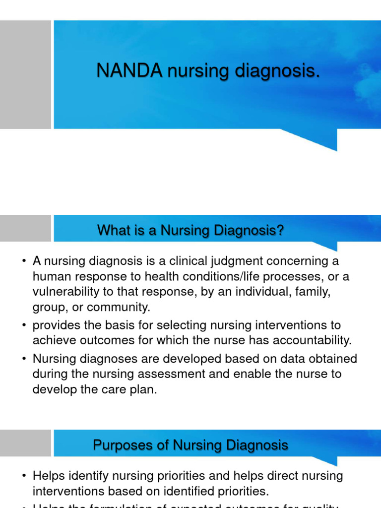 NANDA Nursing Diagnosis | Download Free PDF | Medical Diagnosis | Nursing