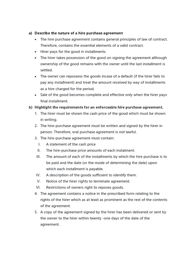 Hire Purchase | PDF | Private Law | Law Of Obligations