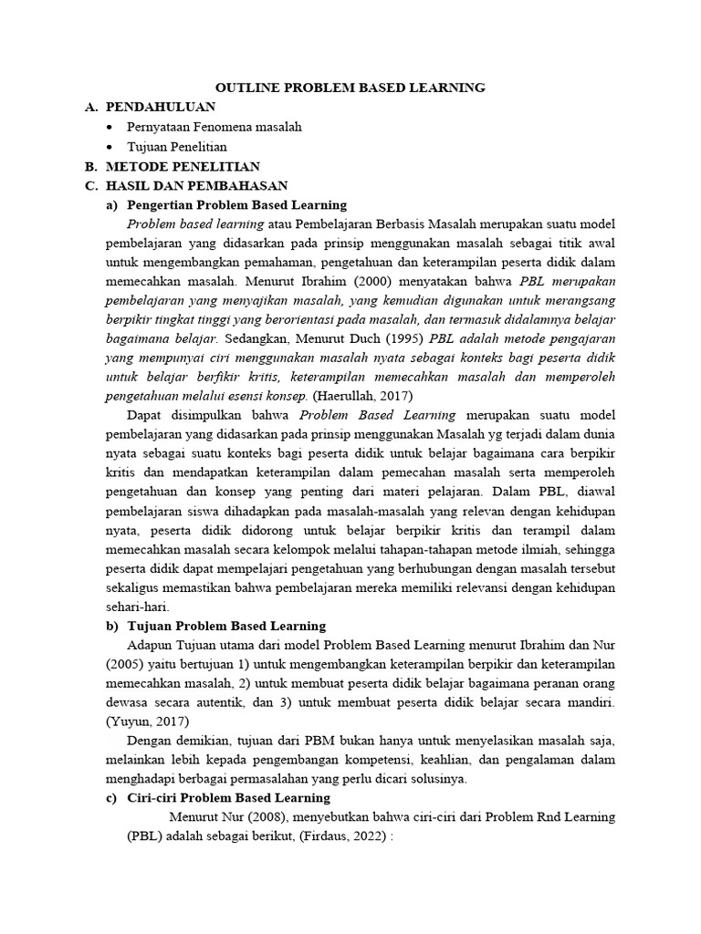 Outline PBL Fiks Bangettt | PDF | Seni | Pengembangan Diri