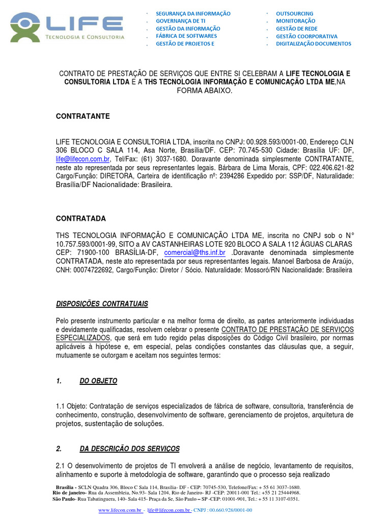 Contrato de Serviços de TI e Software | PDF | Tecnologia da Informação ...
