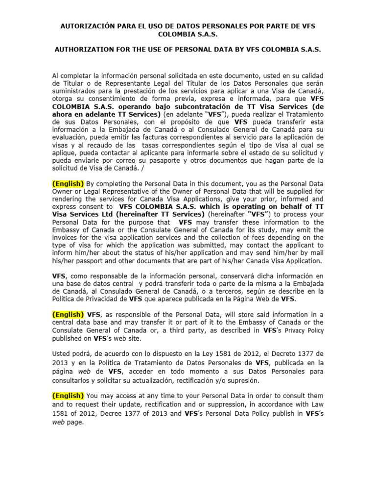 Como Diligenciar La Autorización Uso Datos Personales CA | PDF | Gobierno y personalidad