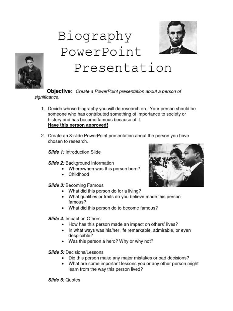 Biography Presentation Guide | PDF | Microsoft Power Point | Communication