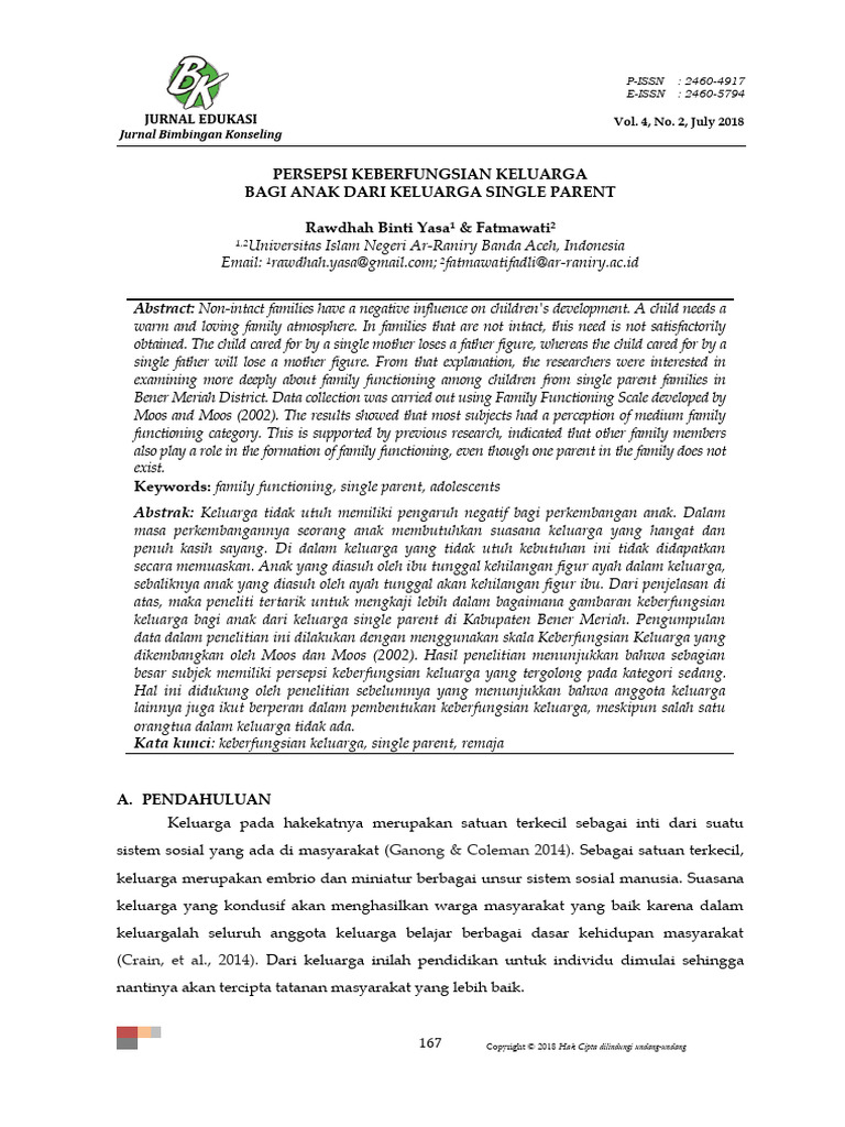 Persepsi Akeberfungsian Keluarga Bagi Anak Dari Single Parent | PDF