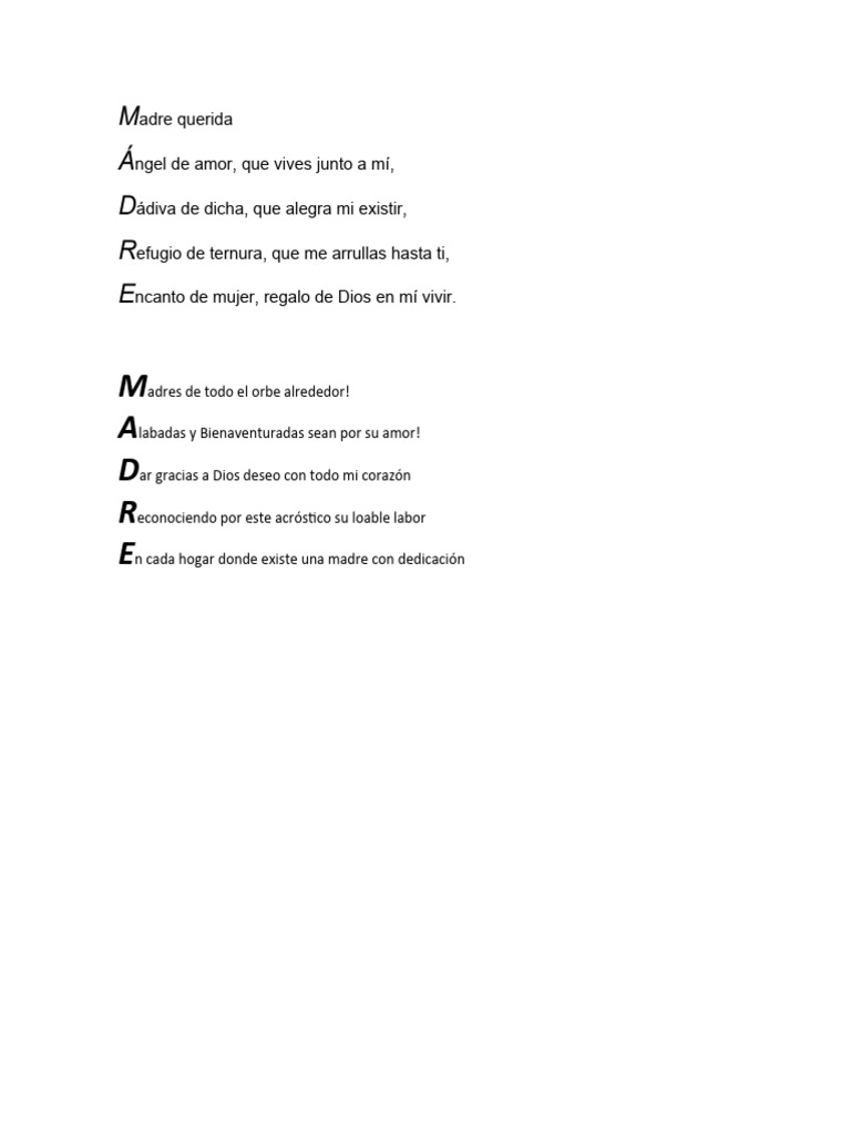 Acrósticos para el Día de la Madre | PDF