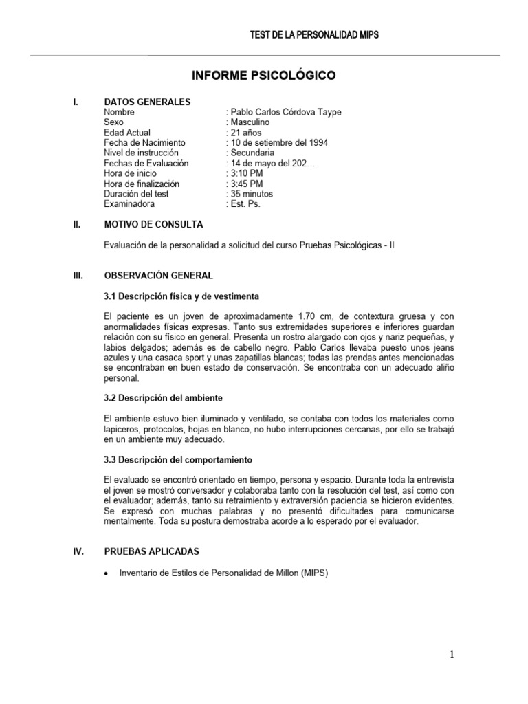 Informe Mips-1 | PDF | Teorías psicologicas | Teoria de la mente