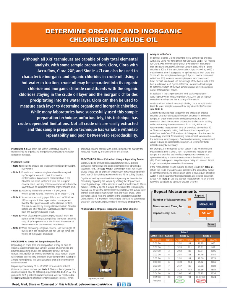 Chlorine Separation in Crude Oil | PDF | Petroleum | Water