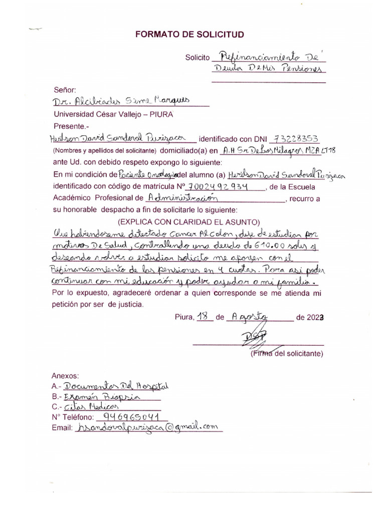 Solicito Refinanciamiento de Mi Deuda | PDF