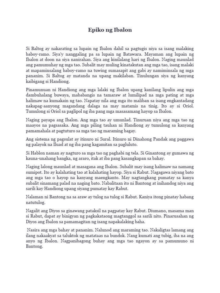 Epiko NG Ibalon | PDF Epiko NG Ibalon | PDF