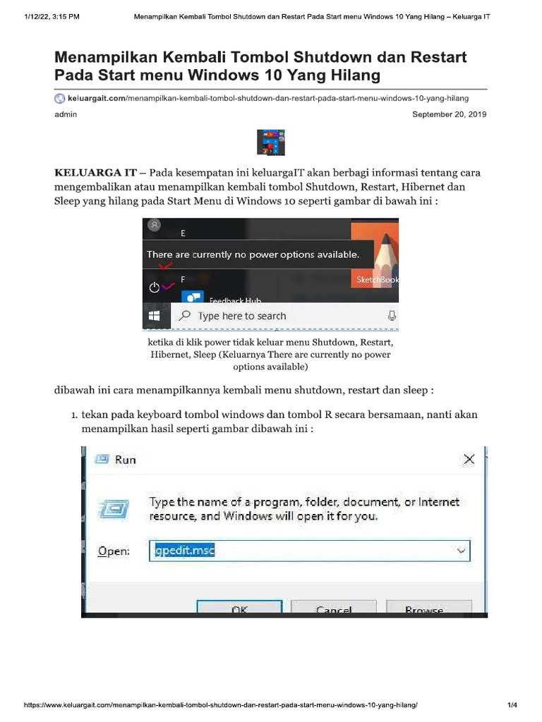 Menampilkan Kembali Tombol Shutdown | PDF