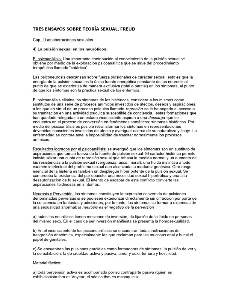 Tres Ensayos Sobre Teoría Sexual FREUD | PDF | Psicoanálisis | Neurosis