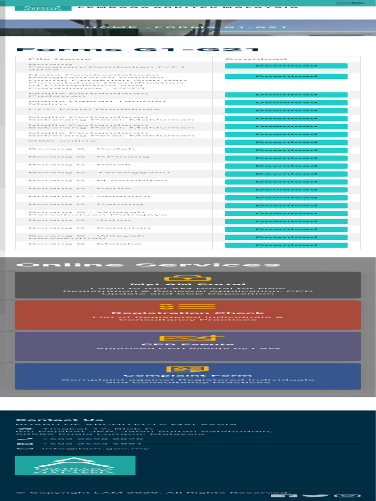 Forms G1-G21 Lembaga Arkitek Malaysia | PDF