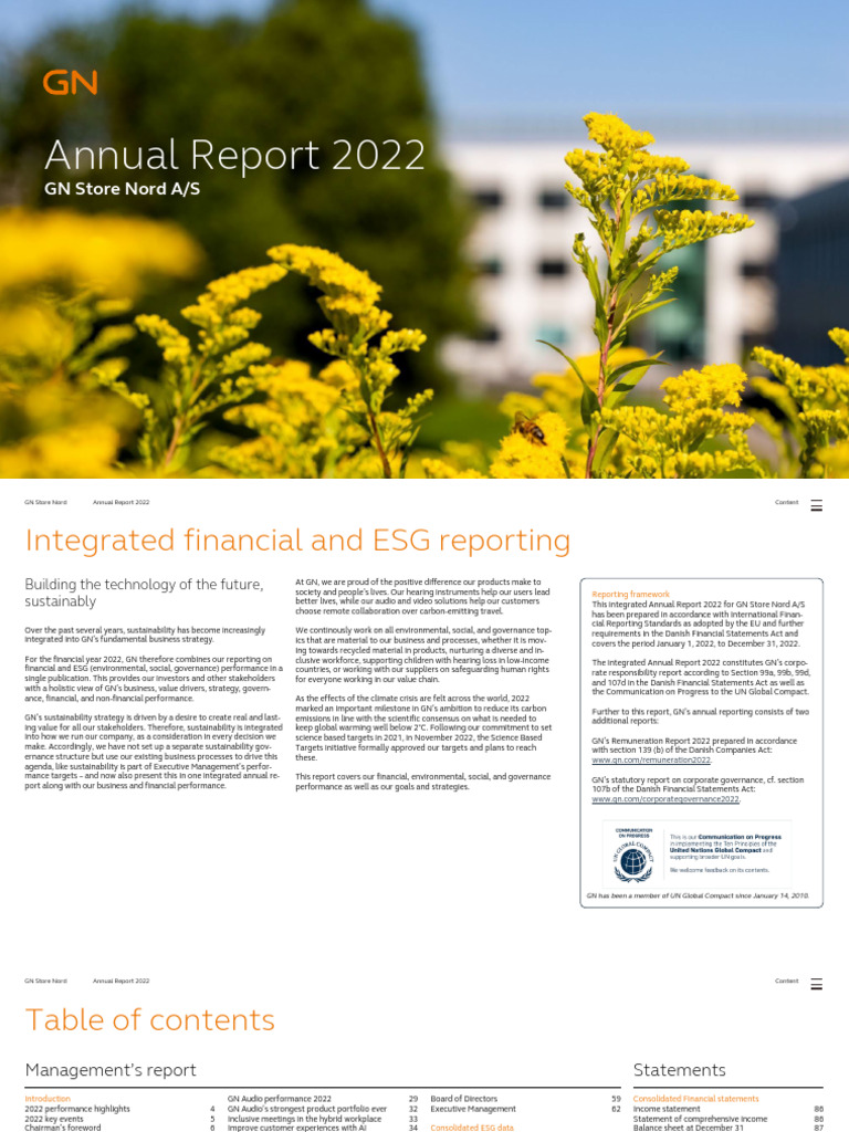 GN Store Nord Annual Report 2022 | PDF | Sustainability | Free Cash Flow