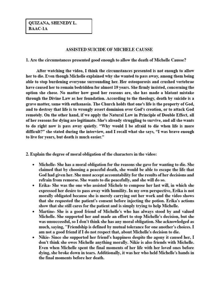 Assisted Suicide of Michele Causse - Quizana - Baac-1a | PDF | Dignity ...