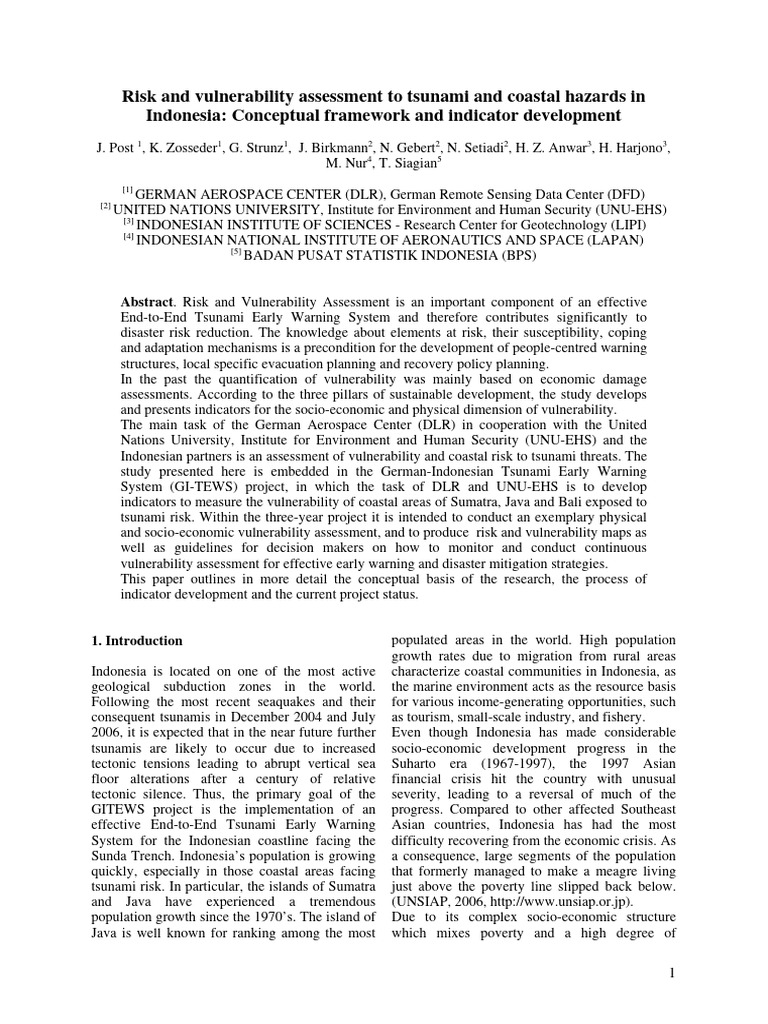 Tsunami Risk Assessment In Indonesia Pdf Hazards Risk