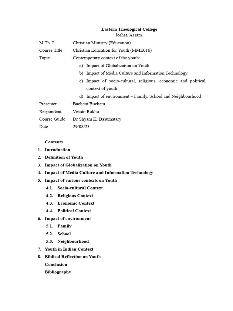 Contemporary Context of The Youth | PDF | Cost Of Living | Globalization