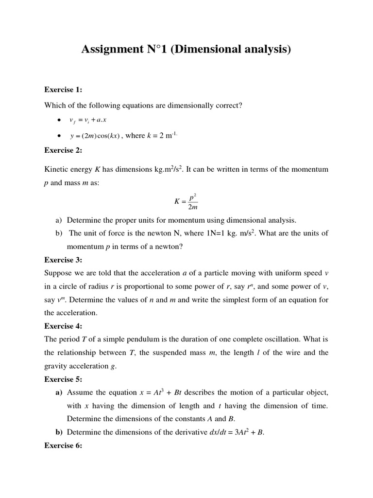 Assignment NÂ°1 and 2 | PDF | Momentum | Acceleration