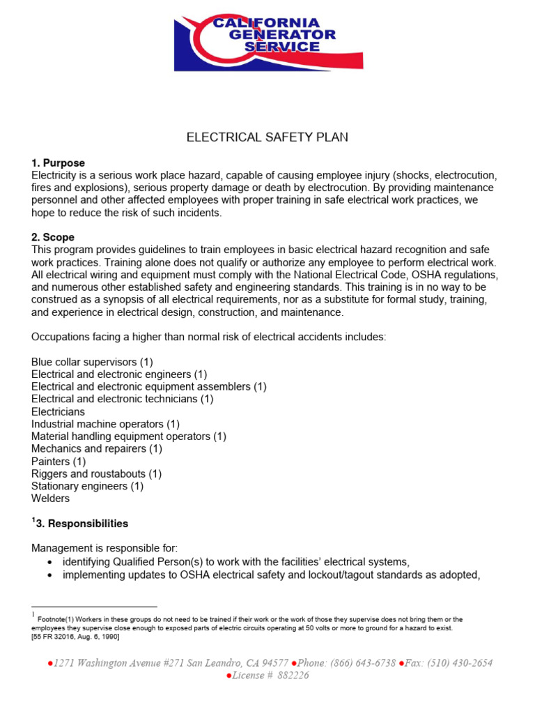 Electrical Safety Plan-10!7!11 | PDF | Insulator (Electricity ...