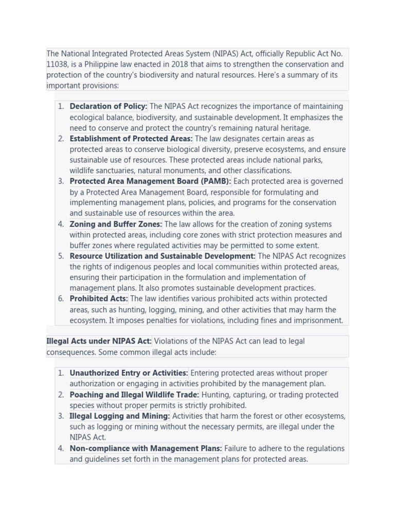 Overview of Republic Act 11038 | PDF | Protected Area | Sustainability