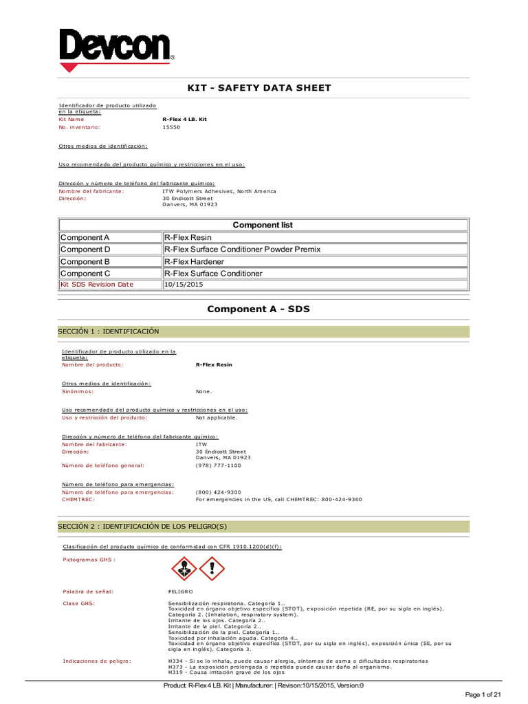 DEVCON R-FLEX (Uretano para Fajas Transp) | PDF | Agua | Alergia
