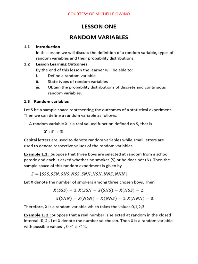 Understanding Random Variables and Distributions | PDF | Probability ...