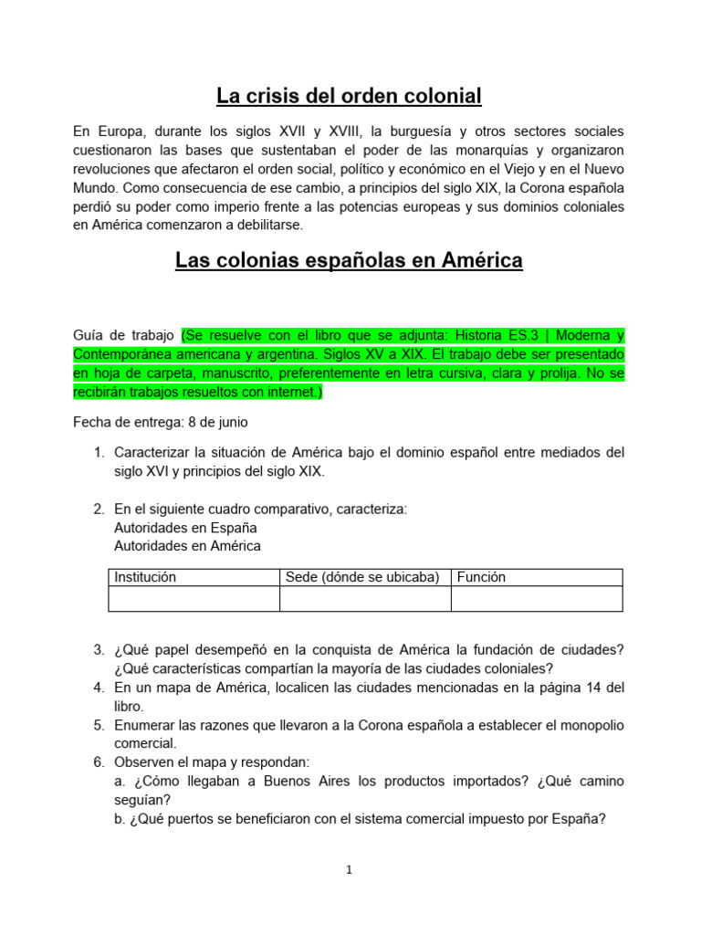 La Crisis Del Orden Colonial | PDF