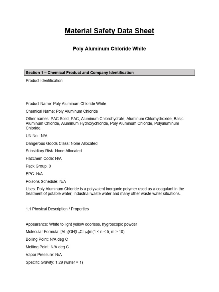 Pac White Msds | PDF | Water | Combustion
