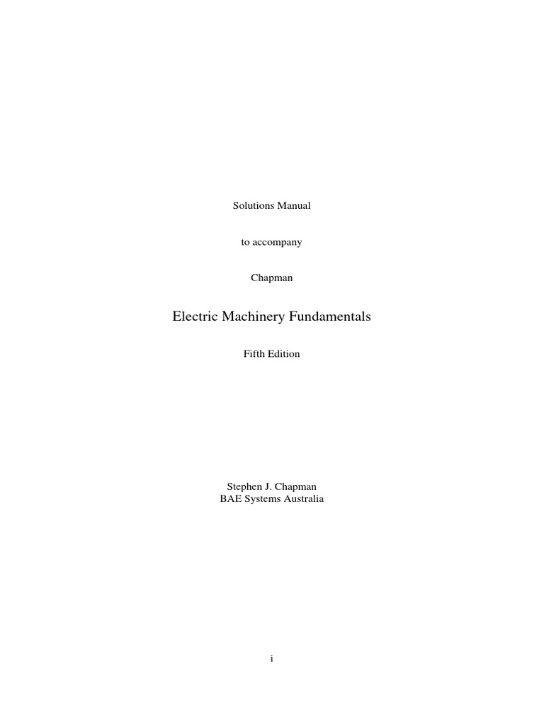 Electric Machinery Fundamentals 5th Edition Chapman Solution Manual ... Electric Machinery Fundamentals 5th Edition Chapman Solution Manual ...