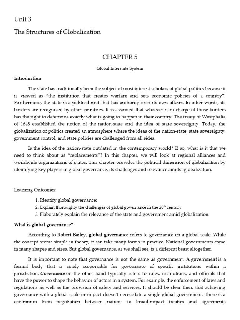 Chapter 4 Global Governance | PDF | United Nations | International ...