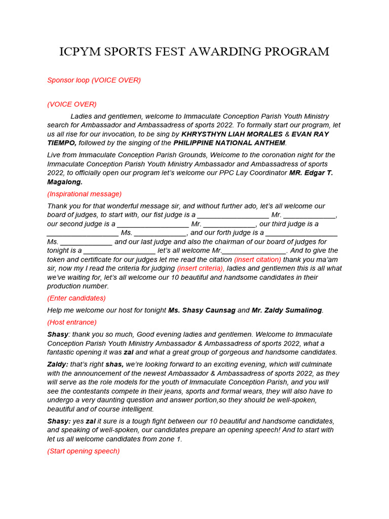 Script For Awarding | PDF