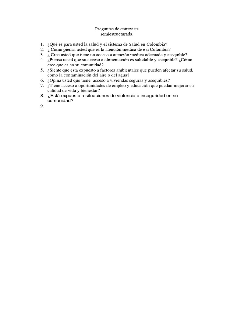 Preguntas de Entrevista Semiestructurada | PDF