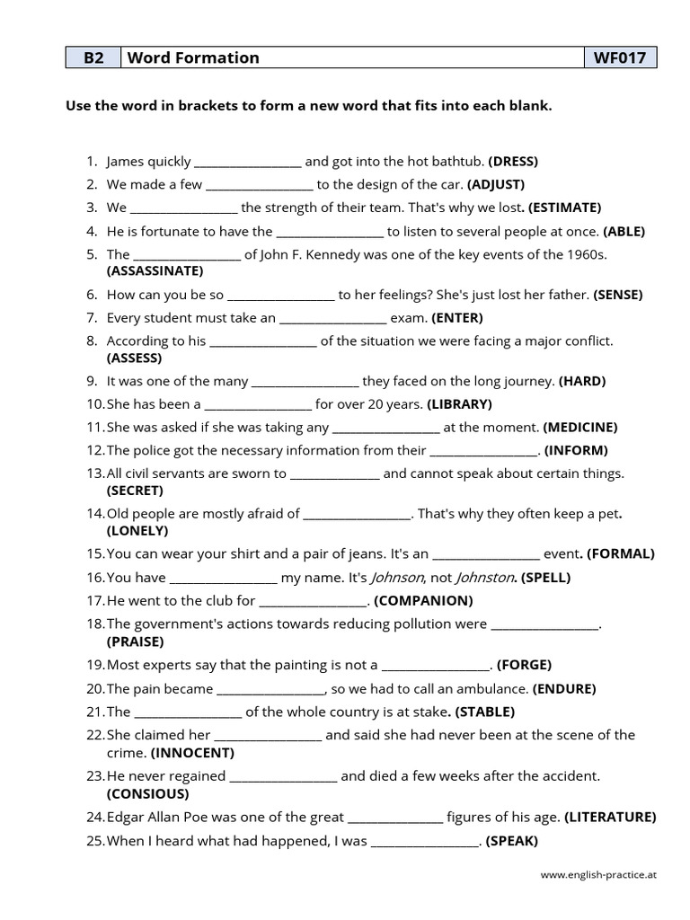 Word Formation Exercises | PDF