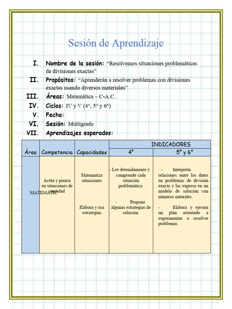 Sesión de Aprendizaje - Matemática | PDF | Aprendizaje | Cognición