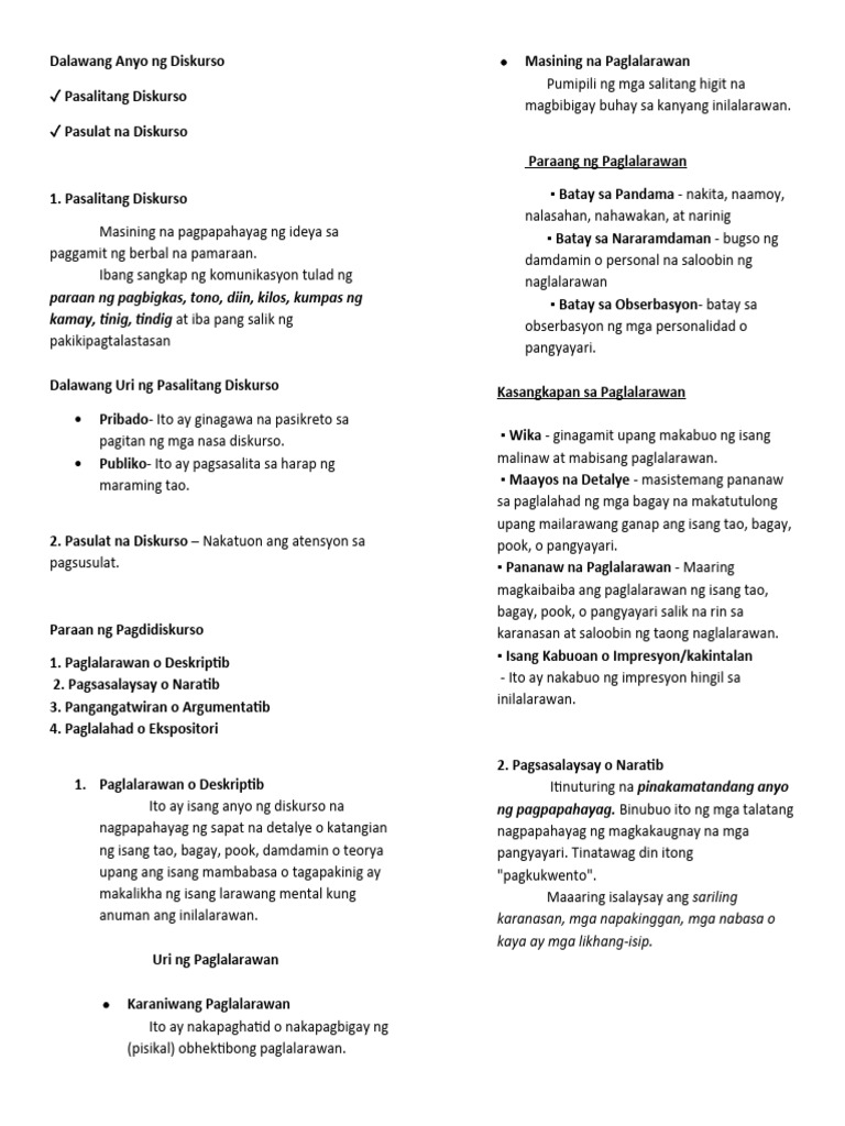 Dalawang Anyo NG Diskurso | PDF