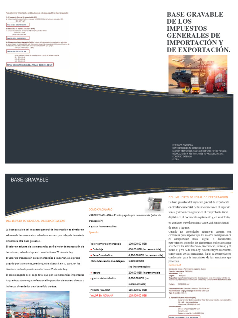Base Gravable de Los Impuestos Generales de Importación y de ...