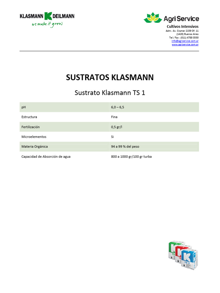 Agri Service Klasmann Sustrato TS1 05 | PDF