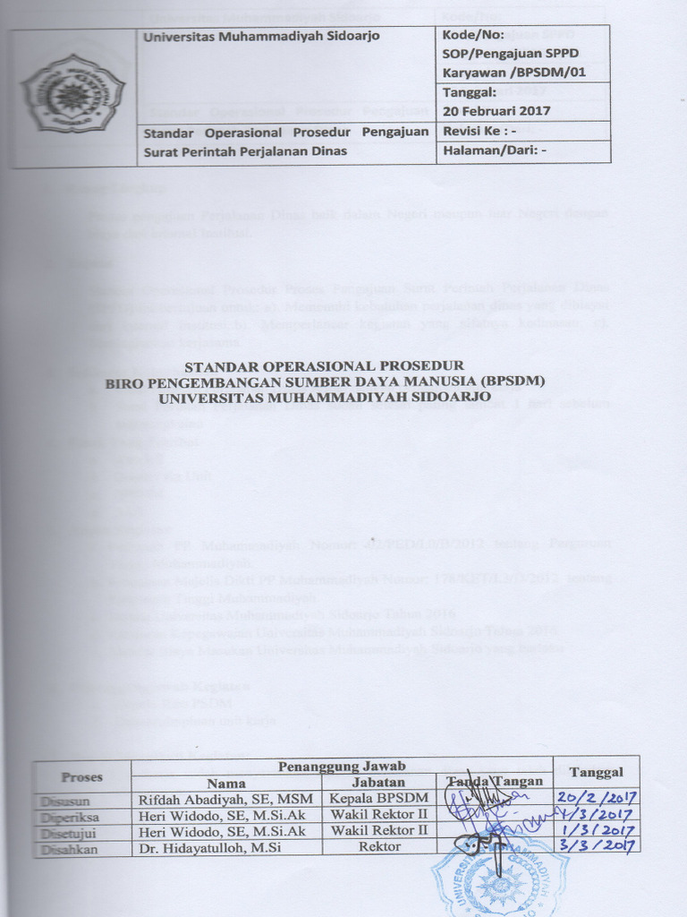 SOP Perjalanan Dinas | PDF