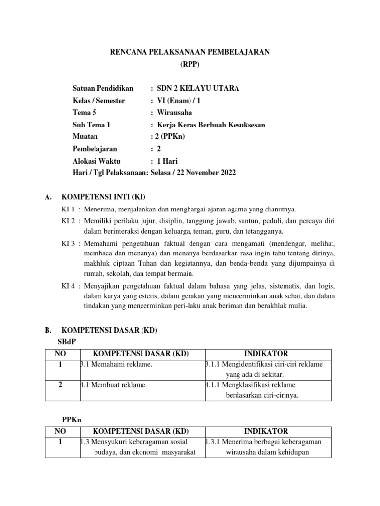 RPP, Bahan Ajar, LKPD, Media, Soal | PDF