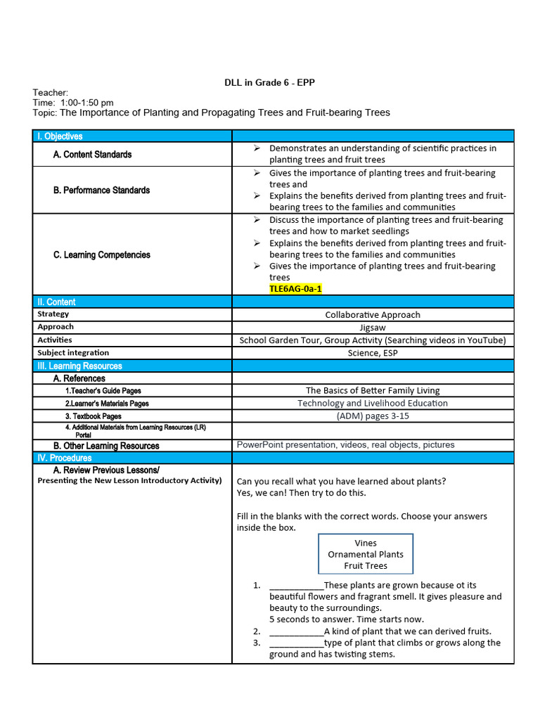 COT-EPP-6 | PDF | Trees | Soil