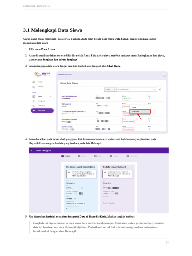 Panduan Input Data Siswa PPDB | PDF