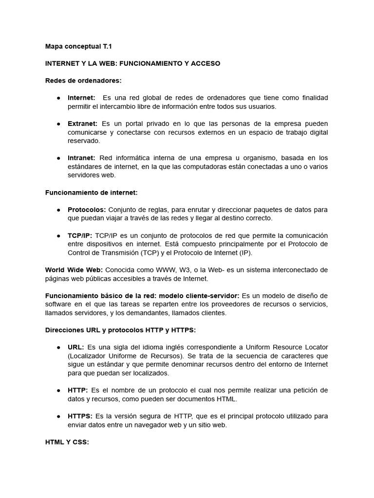 Mapa Conceptual T.1 | PDF | Internet | Red mundial