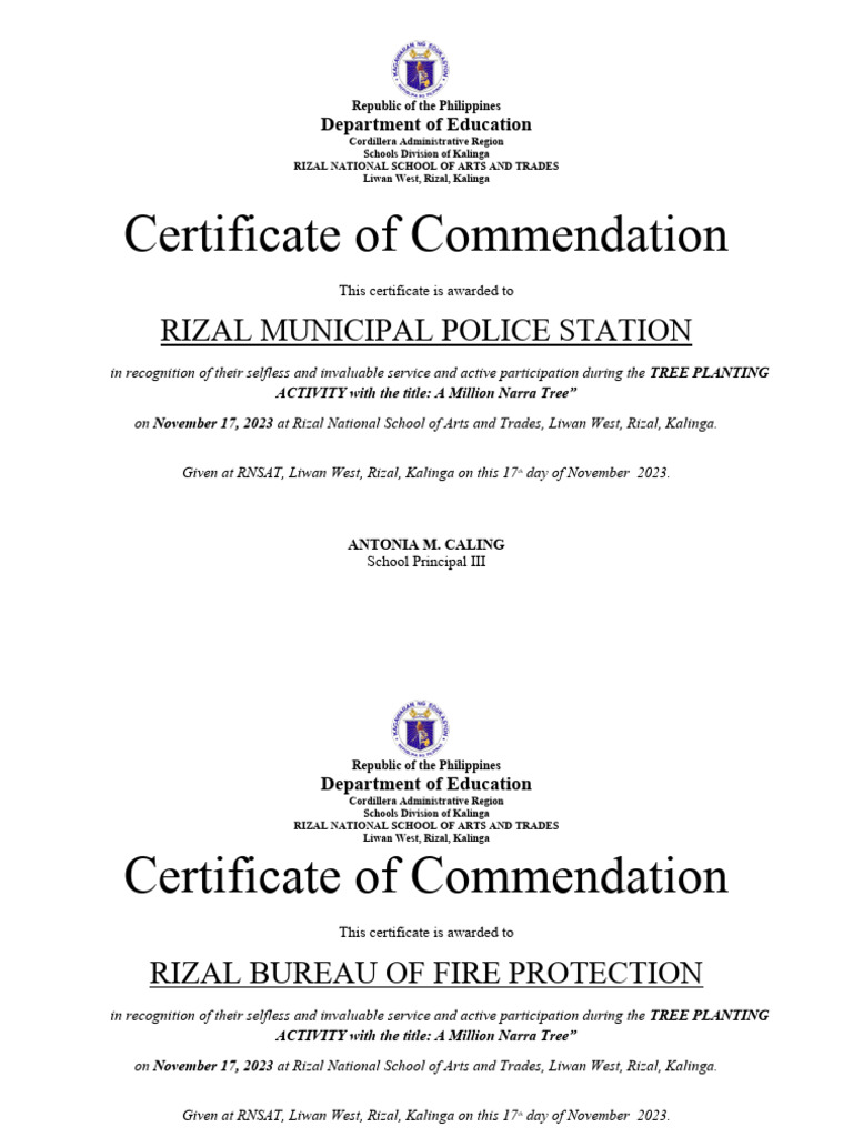 PNP Cert of Commendation 1 | PDF | Public Administration | Southeast Asia