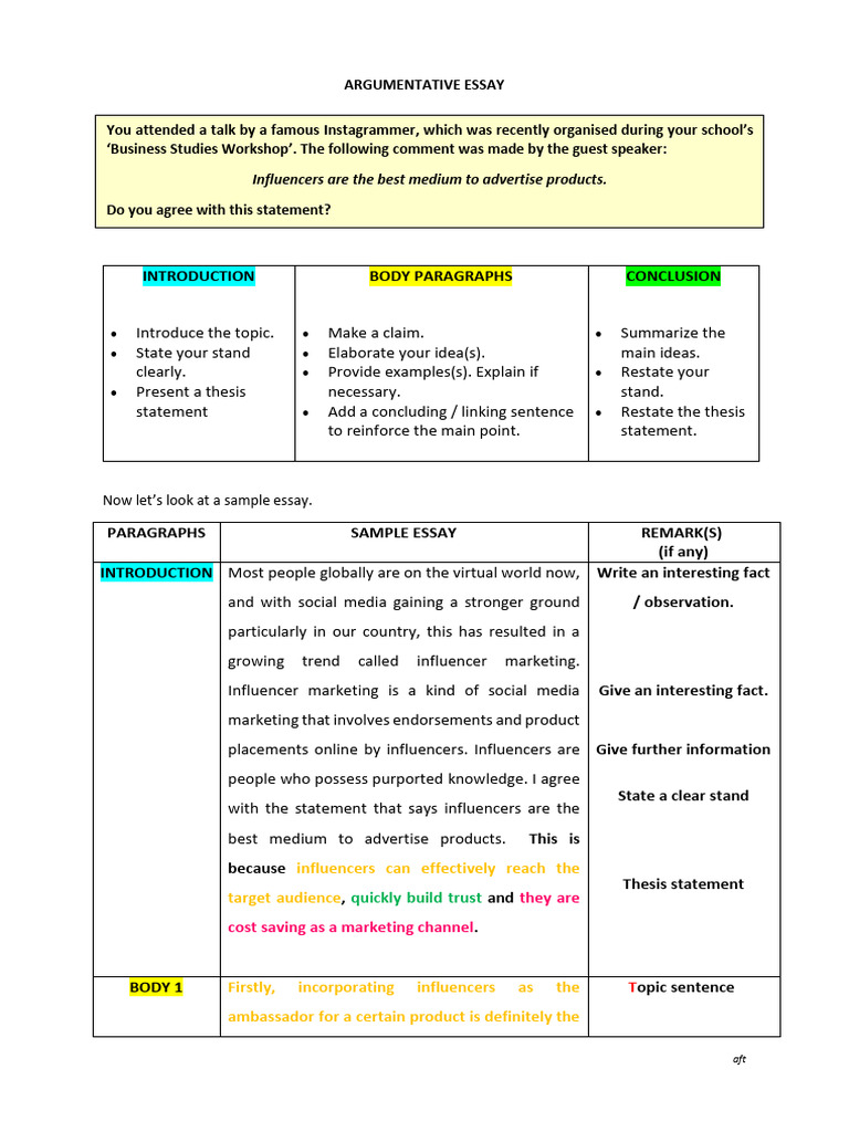 Influencer Marketing: An Argumentative Essay | PDF | Essays | Marketing
