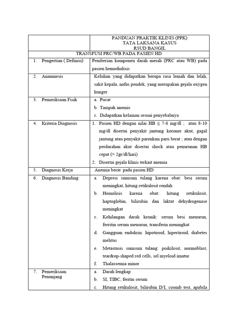 Bangi-Ppk Transfusi Darah Pasien HD | PDF