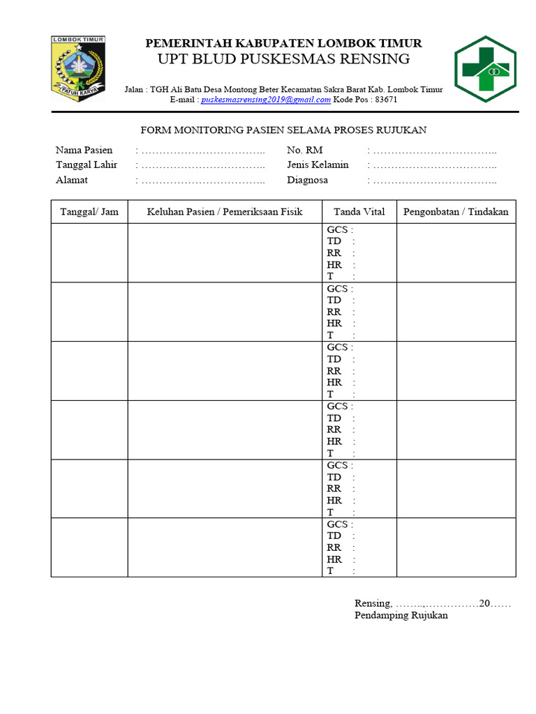Form Monitoring Pasien Selama Proses Rujukan | PDF