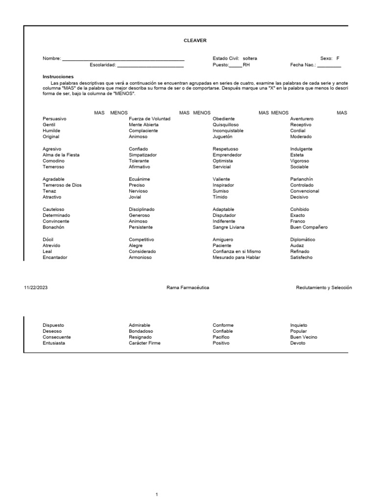 Test Cleaver | PDF | Fuerza