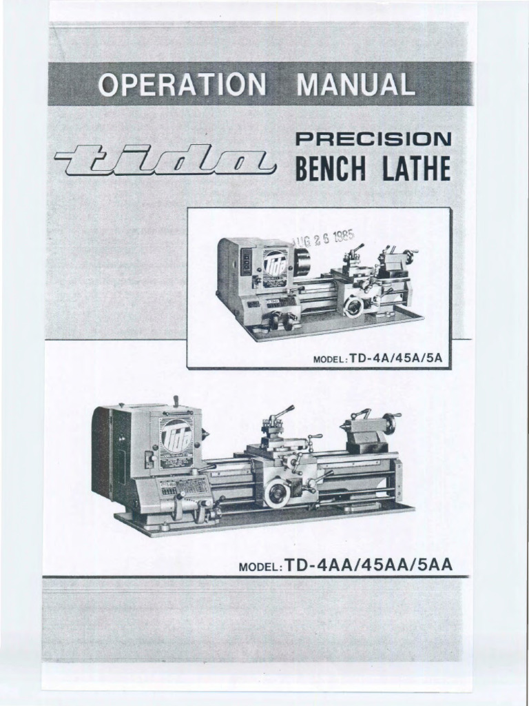 Lathe Td4A 5A - Op ManualOptimized | PDF | Screw | Belt (Mechanical)