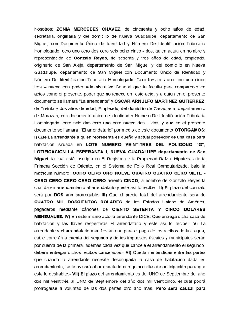 Contrato de Arrendamiento Zonia Chavez | PDF | Justicia | Crimen y ... Contrato de Arrendamiento Zonia Chavez | PDF | Justicia | Crimen y ...