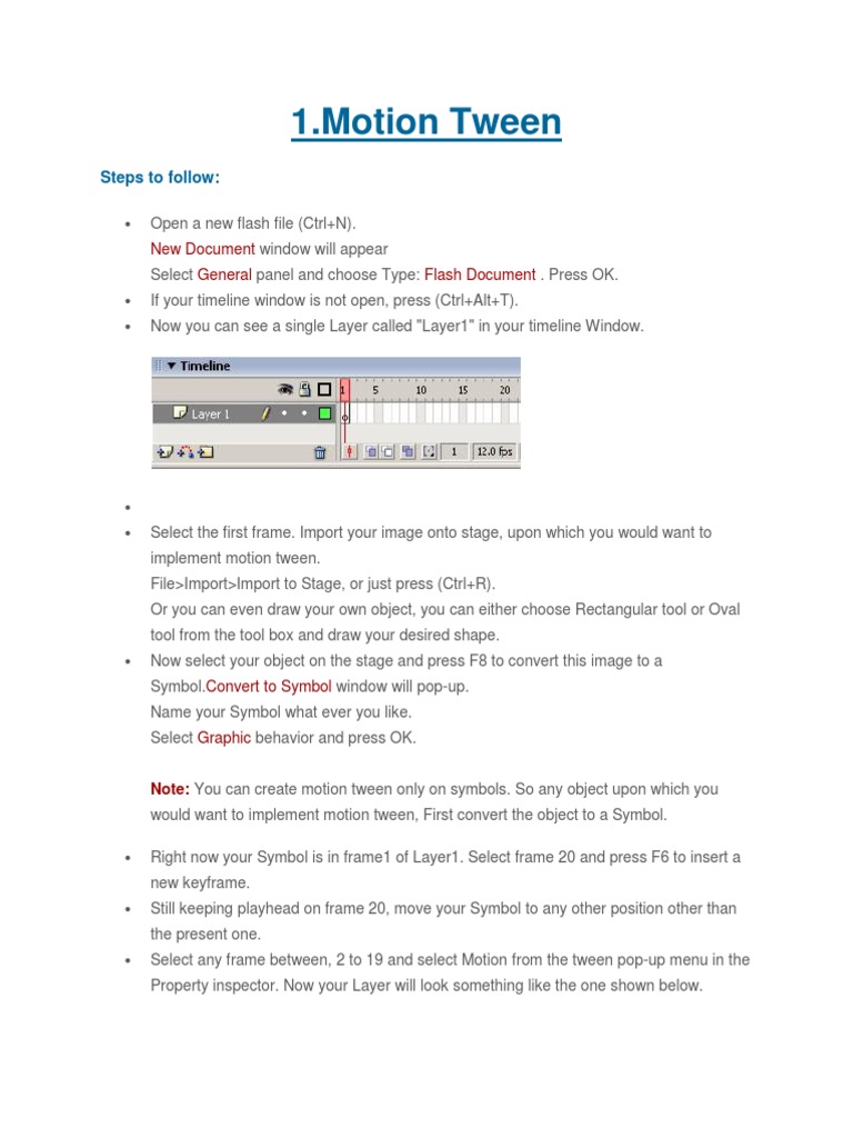 1.motion Tween: Steps To Follow | PDF | Action Script | Websites