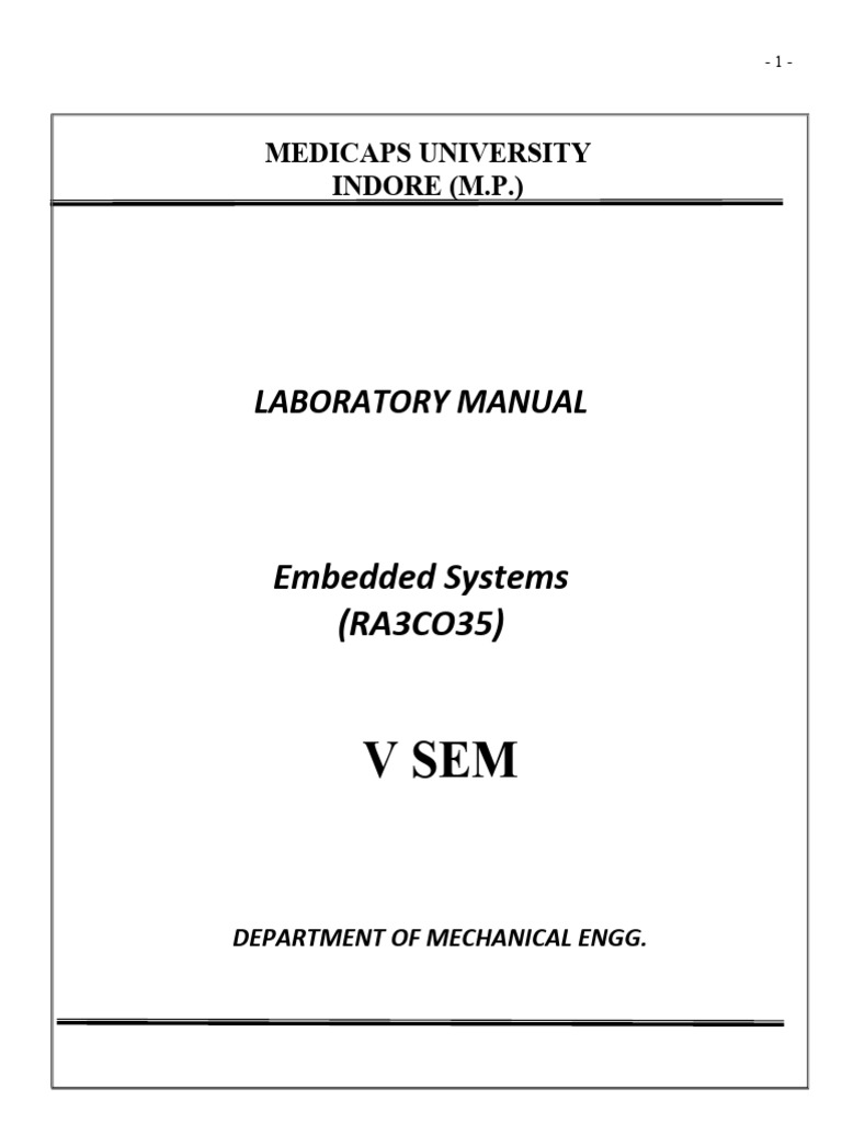 Lab Manual - RA3CO35 - Embedded Systems | PDF | Arduino | Integer (Computer Science)